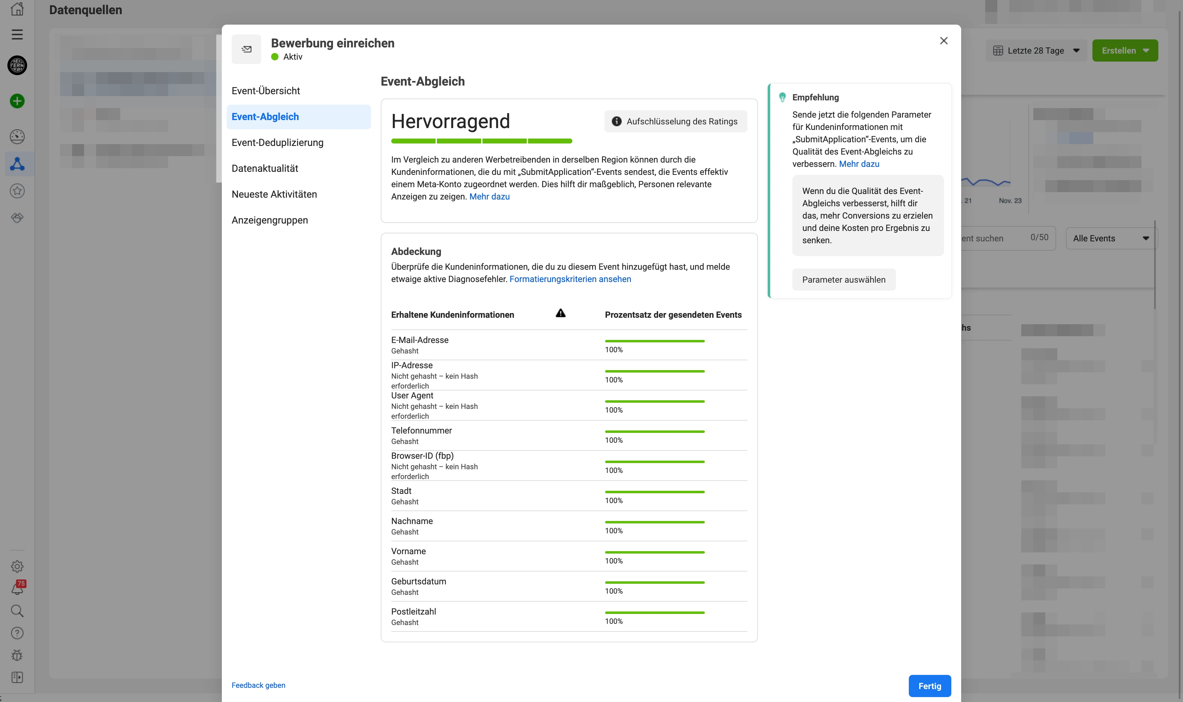 Meta Tracking | Erweiterter Abgleich & Parameter